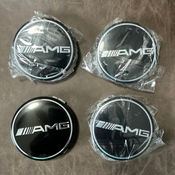 Other | New 4 Black And Silver Mercedes Benz Amg 75mm Rim Center Caps ...